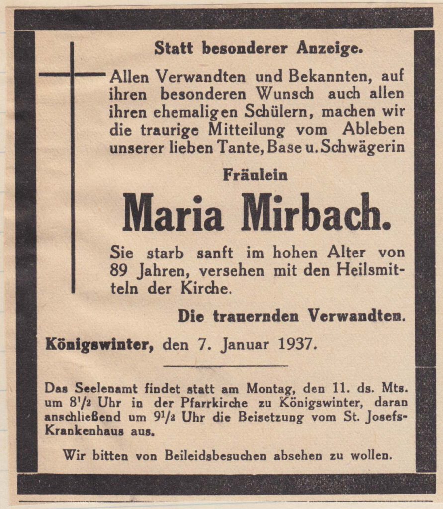 Mirbach, Maria – Heimatverein Siebengebirge e.V.